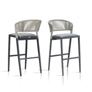 purple leaf bar stool set of 2 outdoor bar chairs with footrest bar height stools hold 300 pounds wicker dark gray barstools