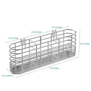 NiuYichee 304 Stainless Steel Utensil Holder, Dish Drying Rack, Kitchen Utensil Organizer, Knife and Fork Drainage Rack, Kitchen Drainage Basket Accessories, with Hooks, Rust Proof, Color-Silver