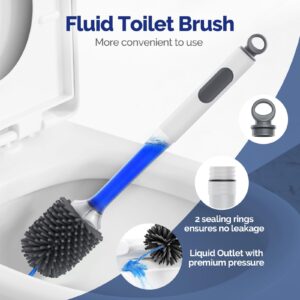 Toilet Bowl Brush Holder Set: Silicone Toilet Brush with Refillable Handle Dispenser - Bathroom Scrubber Rv Cleaner Toilet Brush with Caddy - Deep Cleaning Bathroom Scrub Brush