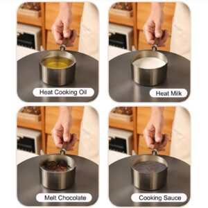 Food grade Stainless Steel Mini Butter Warmer, Mini Milk/Coffee Warmer, 8.5 oz (250 ml) Milk Warmer, Small Baby Food Warmer with Dual Spouts, Chocolate Melting Pot