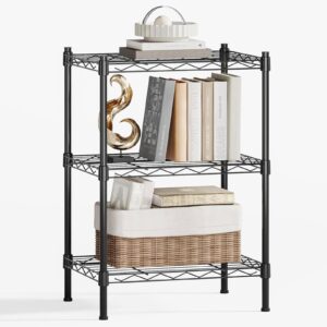 kkn storage wire shelving, 3-tier metal storage rack - industrial steel shelving unit for kitchen, laundry and garage, durable garage storage shelves and utility racks 15.7" l x 11.8" w x 22.8" h