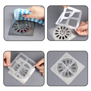 20PCS Shower Drain Cover Hair Catcher, 4" X 4" Shower Drain Mesh Stickers, Bathroom, Laundry, Bathtub, Kitchen, Sink, for Catches Hair & Debris