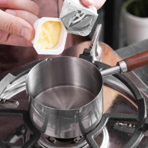 Food grade Stainless Steel Mini Butter Warmer, Mini Milk/Coffee Warmer, 8.5 oz (250 ml) Milk Warmer, Small Baby Food Warmer with Dual Spouts, Chocolate Melting Pot