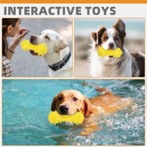 KOOLTAIL Indestructible Dog Toy, Floating Dog Toys for Swimming Pool,Dog Toothbrush Chew Toy, Interactive Training Games Funny Squeaky Dog Toy for Aggressive Chewers Small Medium Large Dogs Yellow