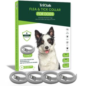 trioak flea collar for dogs: advanced dog flea collar - tick collar for dogs - flea and tick collar for dogs - dog flea and tick collar - dog tick collar, color: gray, 4 pack