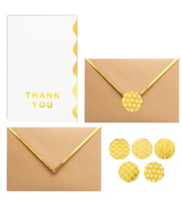 winoo design luxury thank you cards with envelopes - 20pk gold thank you notes 4x6 inches baby shower thank you cards wedding thank you cards small business graduation funeral bridal shower