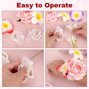 6PCS Wrist Corsage Bracelets, Glossy White Pearl Corsage Wristlet Band Elastic Pearl Wrist Strap Corsage Bracelets DIY Wrist Corsage Kit for Wedding Party Bride Bridesmaid Gift