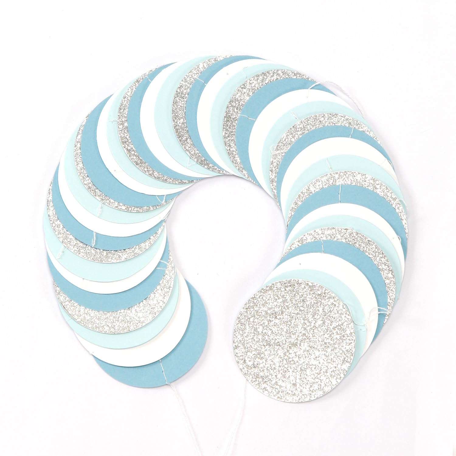 Light Baby Blue White Silver Party-Decoration Garland - 52ft Baby Boy Shower Birthday Streamers,Graduation Bachelorette Bridal Christmas Banner Decor Lasting Surprise