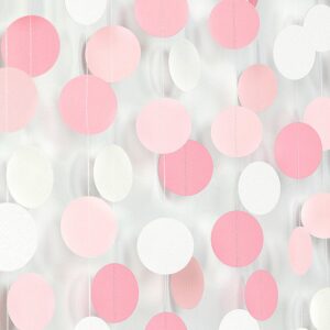 light-pink white girls-birthday party-decoration garland - 52ft baby bridal shower blush streamers backdrop,graduation 18th 30th 21st adults bachelorette pool supplies banner decor lasting surprise