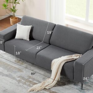 AMERLIFE Couch, 89 inch 3 Seater Sofa Couch- Cozy Couch with Extra Deep Seats, Modern Sofa Couch for Living Room, Grey Corduroy