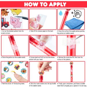 24PCS Farm Animal DIY Bubble Wands Party Favors 96PCS Stickers for Goodie Bag Fillers Pinata Stuffers, Mini Bubble Bulk Birthday Party Supplies Toys Gifts Class Prizes for Toddlers Boys Girls