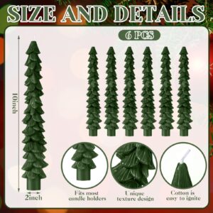 MTLEE 6 Pcs Christmas Tree Shaped Taper Candles Unscented Tree Candle Decorative Christmas Tree Candles Gift for Christmas Kwanzaa Festival Celebration Decor (10 Inch,Green)