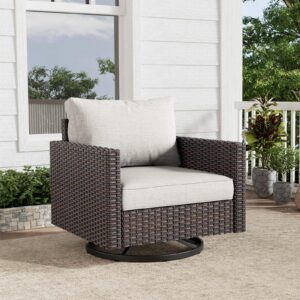 hummuh outdoor swivel chairs,pe wicker patio furniture rocker glider chairs for porch balcony deck garden