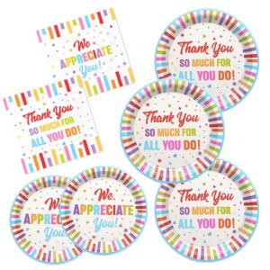 yavxzvbw 144pcs thank you party plates napkins we appreciate you decorations thank you party supplies decoration thank you decorations thank you for all you do thank you appreciation decorations