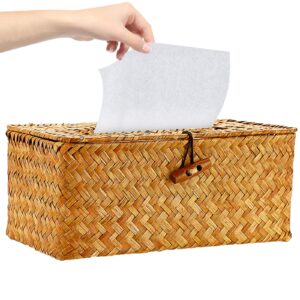 sulicre dryer sheet holder seagrass dryer sheet container with lid woven farmhouse dryer sheet box decor dryer balls dispenser for laundry room organization and storage