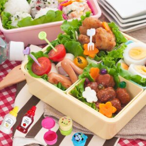 YHCHLHFF 143 Pcs Bento Box accessories Condiment Squeeze Bottles Kids Lunch Accessories Reusable Sauce Containers Mini Ketchup Bottle And Animal Fruit Food Toothpicks