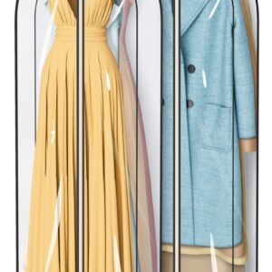 MISSLO 65" Clear Garment Bags for Hanging Clothes 4" Gusseted Dress Bags for Gowns Long Dress Cover for Closet Storage Dress Protector Bag, 2 Packs