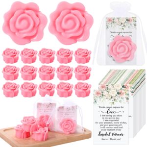 heigble 30 sets bridal shower favors for guests mini soap rose flower petals pink handmade floral scented bath soap with thank you cards and organza bags wedding favors for bridesmaids guests