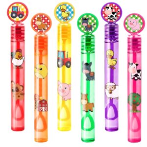 24pcs farm animal diy bubble wands party favors 96pcs stickers for goodie bag fillers pinata stuffers, mini bubble bulk birthday party supplies toys gifts class prizes for toddlers boys girls