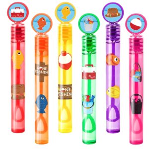 24pcs gone fishing diy bubble wands party favors 96pcs stickers for goodie bag fillers pinata stuffers, mini bubble bulk birthday party supplies toys gifts class prizes for toddlers boys girls