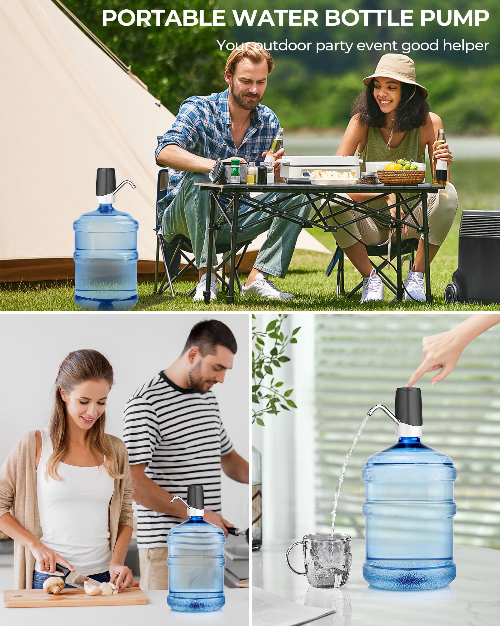 Water Dispenser Pump, USB Charging Automatic Drinking Water Pump for Mini Water Jug Dispenser Portable, Ideal for Home Kitchen Living Room Office Camping