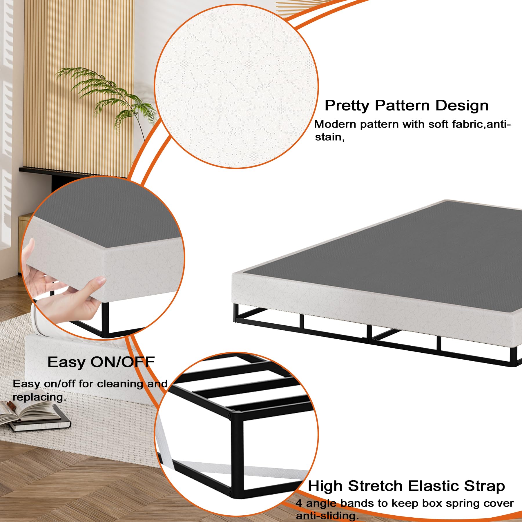 RmagineX Box Spring for Queen Bed 5 Inch Profile Queen Box Spring Heavy Duty Metal Queen Size Box Spring Mattress Foundation Sturdy Queen Box Springs for Bed Frame Platform Noisy Free (5 Inch, Queen)