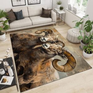 generic washable area rugs 2x3 animal bighorn ram non slip rug low pile rug floor carpet printed area rug soft area rug for living room bedroom dinning room kitchen indoor