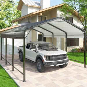 airwire 10x15 metal carport carports with enhanced base heavy duty garage outdoor galvanized car shelter for car, boats and truck