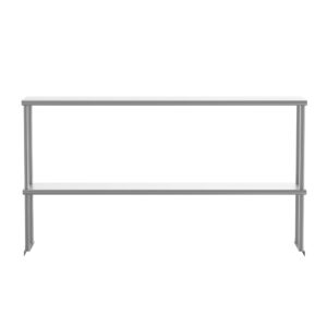 BizChair Commercial Grade 430 Stainless Steel 18 Gauge NSF Certified 60" x 12" Metal Kitchen Double Overshelf