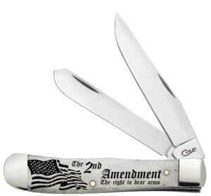 case xx knives trapper 2nd amendment natural bone awtc54am stainless steel pocket knife