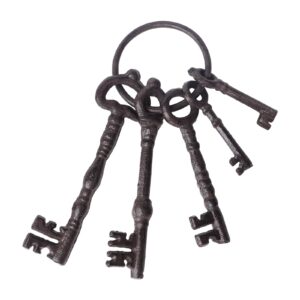 notakia large vintage cast iron skeleton keys ring antique keys set for farmhouse decor, halloween party costume prop pirate treasure chest decoration (style-1)