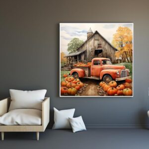 5D Fall Diamond Painting Kits for Adults Beginners,Car Pumpkin Diamond Art Kit,DIY Full Round Drill Diamond Dot Gem Art Kits for Adults,Home Wall Decor 13.78x13.78 Inch