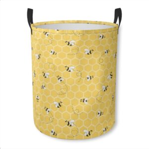 yellow bees on the honey honeycombs laundry basket with handle 45l laundry hamper collapsible toys storage basket toys room storage basket