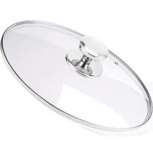 glass lids for 8, 9.5, 10.25, 11, 12, 12.6 inch frying pans, pots, cast iron pans, tempered covers for replacement with stainless steel rim & handle, dishwasher & over safe