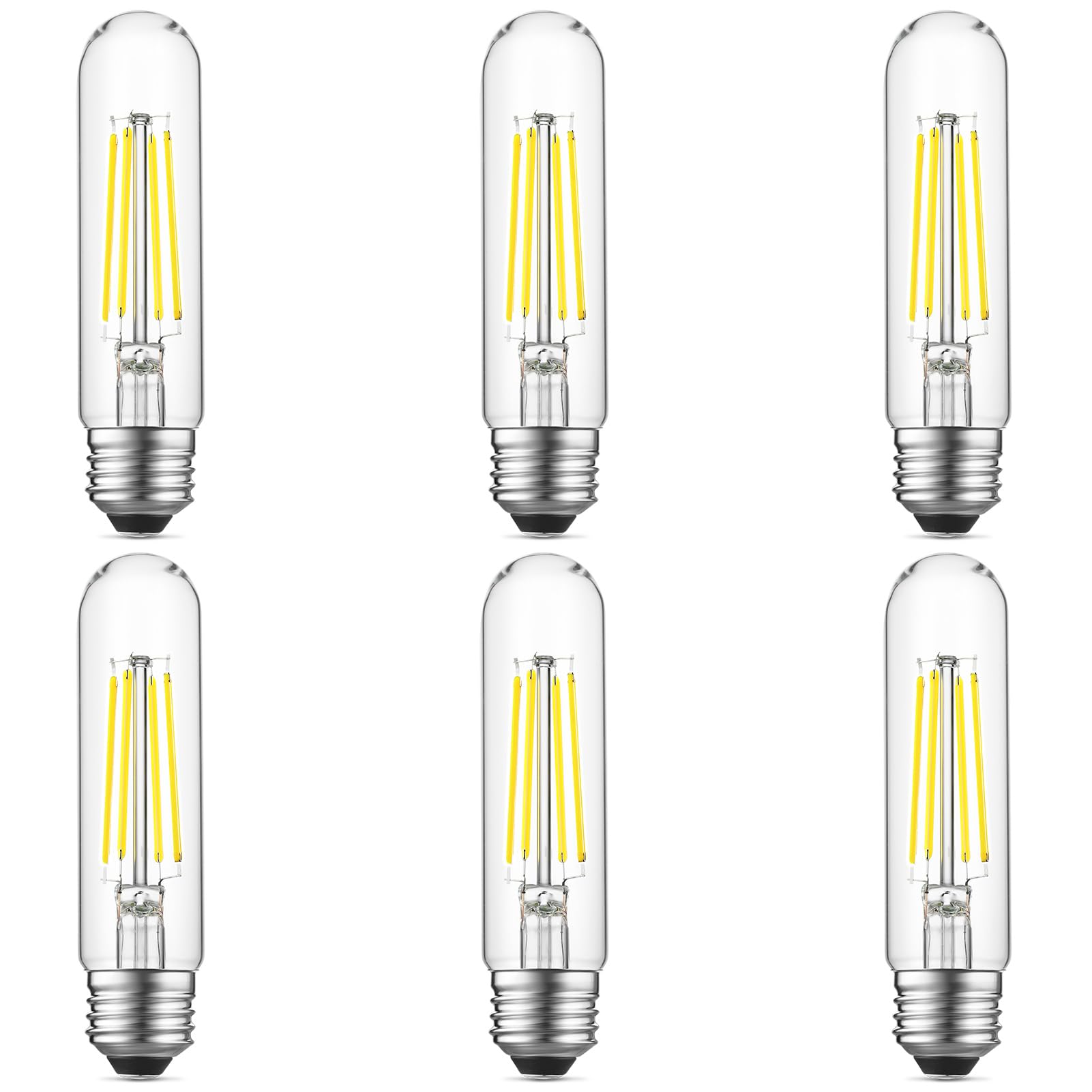 Gozelux E26 LED Bulb 6W Equal 60 Watt Light Bulbs Daylight 5000K E26 Edison Bulb AC120V 750lm Dimmable 5 Inch Long Tubular T10 LED Bulb for Rustic Pendant, Chandeliers, Wall Sconces, Pack of 6