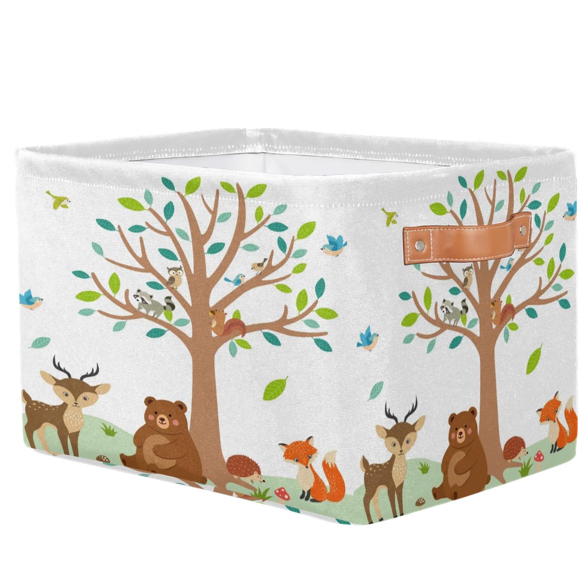 Funky Qiu Storage Basket Cube Woodland Animal,Large Collapsible Toys Storage Box Bin Cute Deer Fox Bear,Laundry Organizer for Closet Shelf Nursery Kids Bedroom,15x11x9.5 in,1 Pack