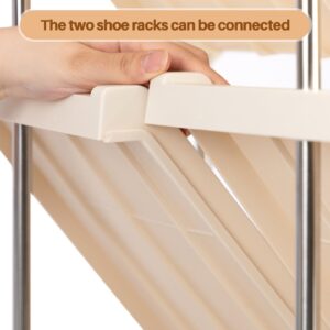 AGTEK 6 Tier Plastic Shoe Shelf Collapsible Shoes Storage,Narrow Stackable Free Standing Shoes Storage,Shoe Racks for Entryway or Bedroom,White