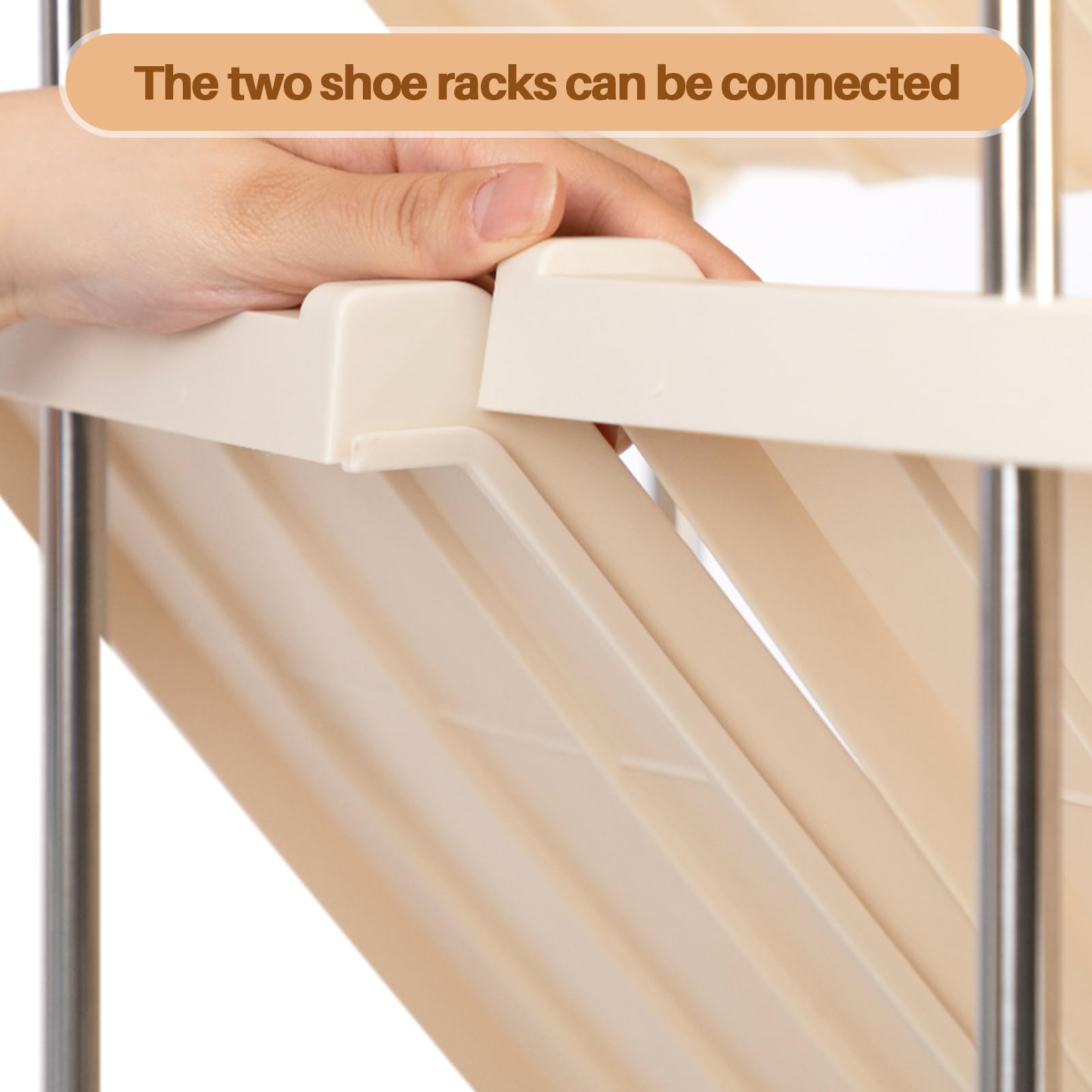 AGTEK 5 Tier Plastic Shoe Shelf Collapsible Shoes Storage,Narrow Stackable Free Standing Shoes Storage,Shoe Racks for Entryway or Bedroom,White