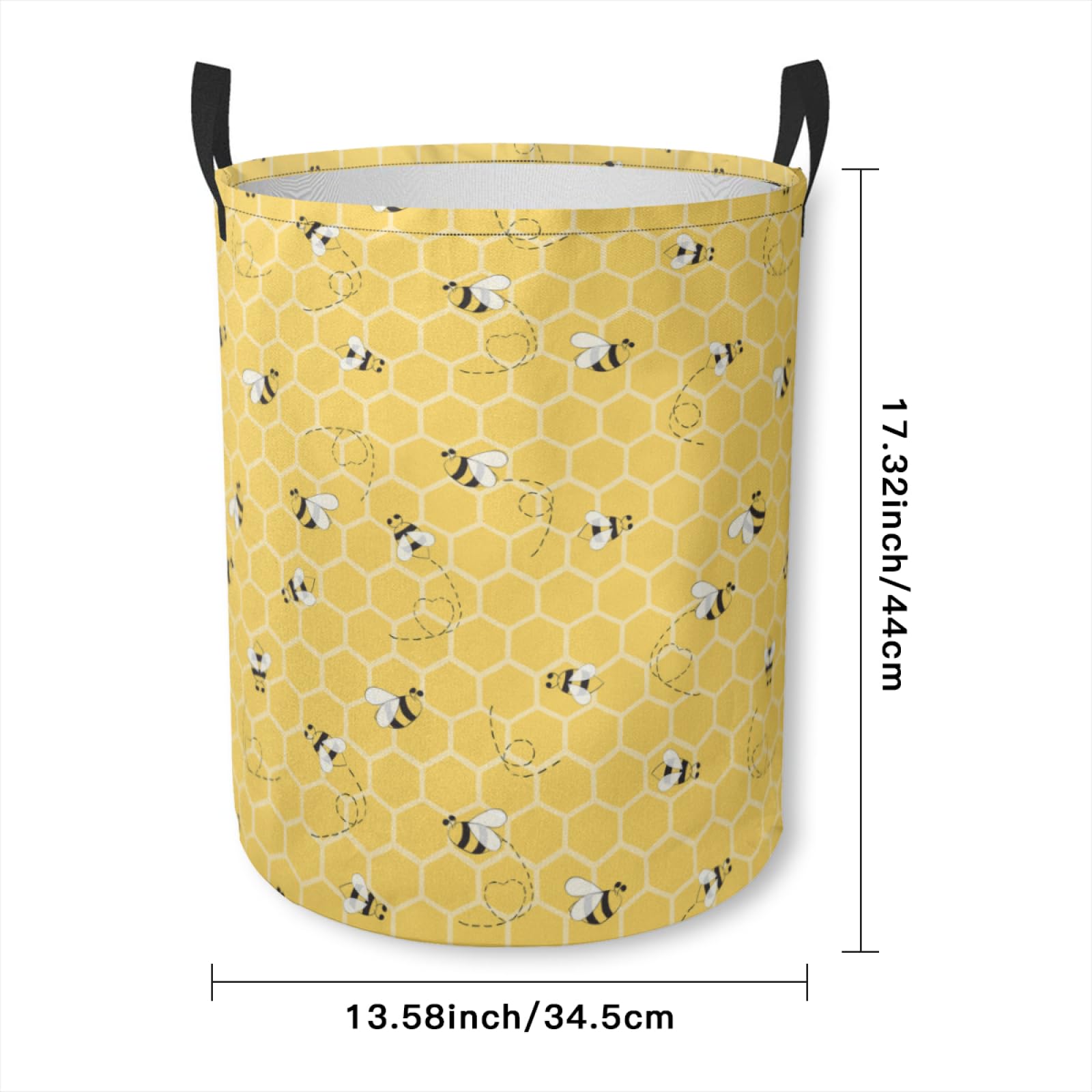 Yellow Bees On The Honey Honeycombs Laundry Basket with Handle 45L Laundry Hamper Collapsible Toys Storage Basket Toys Room Storage Basket