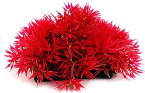 yuanholumid red artificial flowers, fake flowers, artificial pine with base grass fish tank ornament aquatic plant landscape decor, aquarium décor, pet supplies