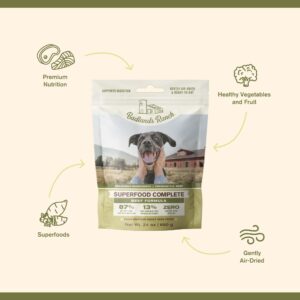 BADLANDS RANCH Superfood Complete, Air-Dried Adult Dog Food, 24 Ounce Premium Beef and Super Gut Organic Supplement 90 Grams, 30 Scoops