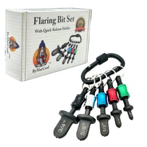 rymarcool flaring bit set with quick-release holders. bit sizes 1/4" 3/8' 1/2" 5/8" and 3/4". these flaring bits are used by hvac and automotive professionals.