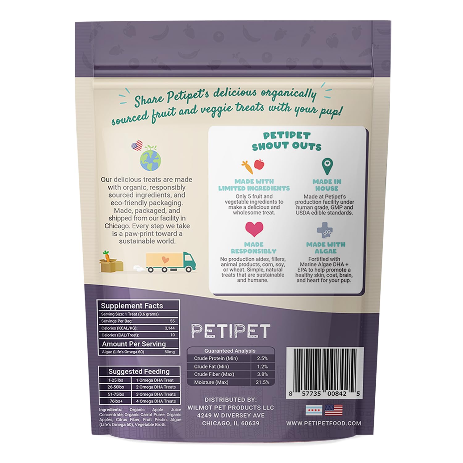 Petipet Omega 3 for Dogs - Skin, Coat, Brain and Heart Health Supplement - for Dry, Itchy, or Flaky Skin - Allergies and Itch Relief Chews - DHA and EPA Omega 3 Fatty Acids from Marine Algae