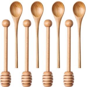 4pcs 6inch honey dipper stick,long handle coffee stirring spoons,wooden honey jar spoons stirrer,dessert iced tea cocktail mixing spoons for home kitchen