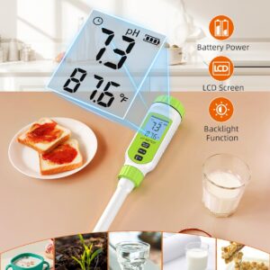 Tadeto Multifunctional Digital pH Meter for Food, High Precision Garden Soil pH Test Kit with LCD ℃/℉ Display for Plant/Solution, Water and Food pH Tester for Meat, Bread, Cheese,Water, Pool