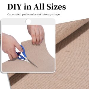 Uranshin Trimmable Cat Scratch Mat pad Self-Adhesive Cat Scratching Post Carpet Covered 78.7"x15.8" Cat Tree Shelves Replacement Parts cat Furniture Protector for Couch Wall (Khaki)