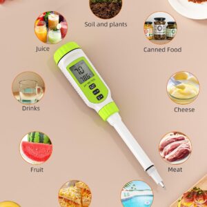 Tadeto Multifunctional Digital pH Meter for Food, High Precision Garden Soil pH Test Kit with LCD ℃/℉ Display for Plant/Solution, Water and Food pH Tester for Meat, Bread, Cheese,Water, Pool