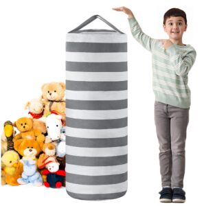 lahaqiqi stuffed animal storage bean bag cover for kids plush toys organizer bags for boys and girls a full-length zipper cylinder room furniture decor - organize, sit, play & box