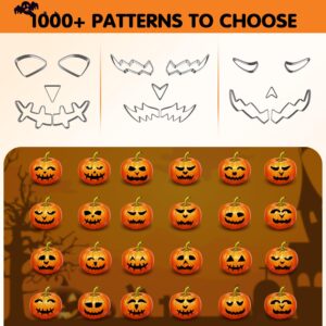 FLYOUTH Pumpkin Carving Kit Tools 29 PCS, Easy to Use and Safe for Kids Adults, Sturdy Stainless Steel Pumpkin Decorating Kit with Stencils, Hammer, Gift for Halloween Jack-O-Lanterns Decoration