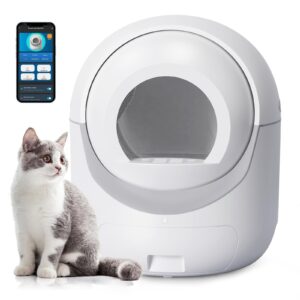 bcharya self cleaning litter box, automatic litter box with app control odor removal safety protection for multiple cats, scoop free smart litter box with garbage bags